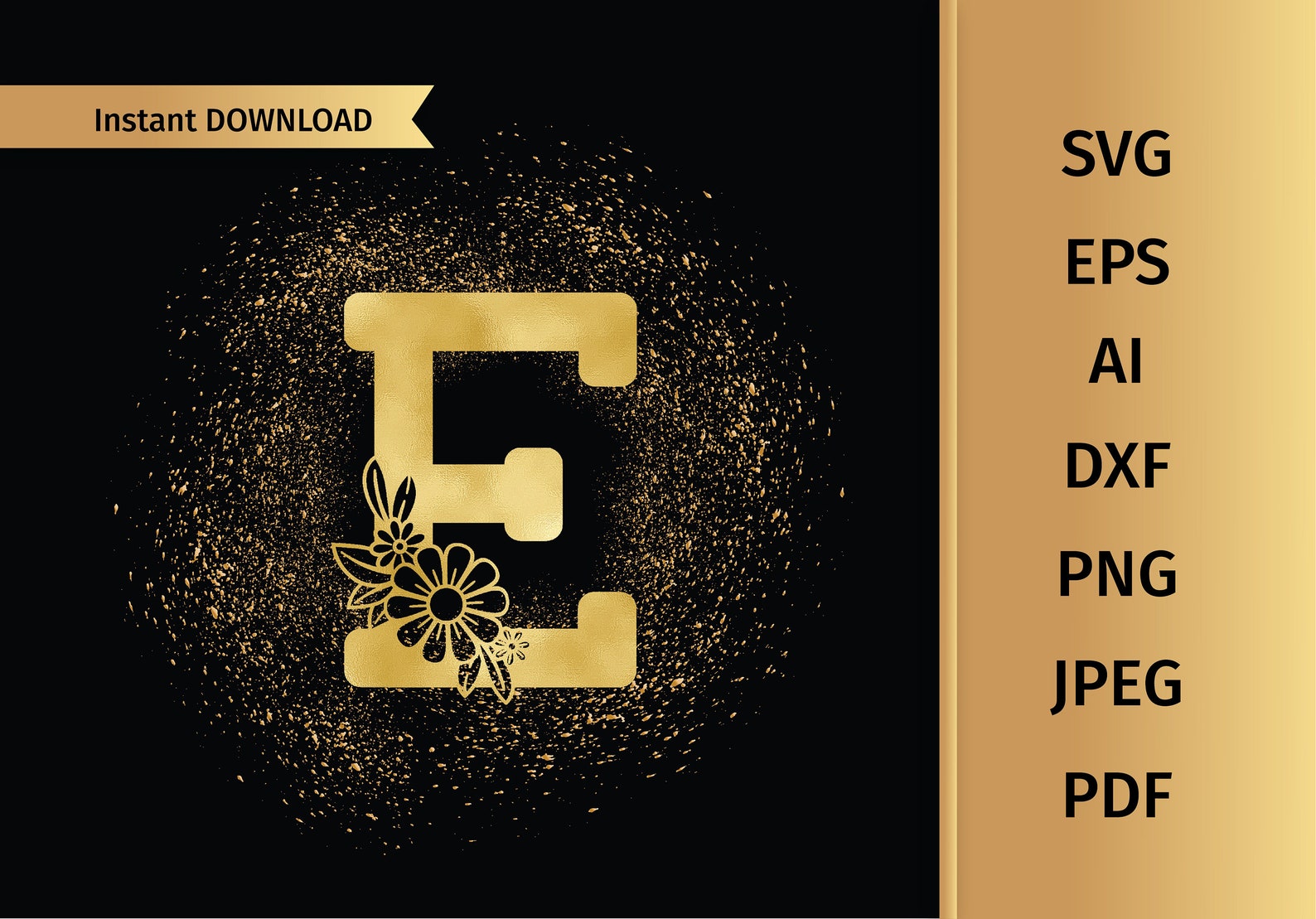 Floral Letter E Svg Flower Alphabet SVG Initial SVG - Etsy