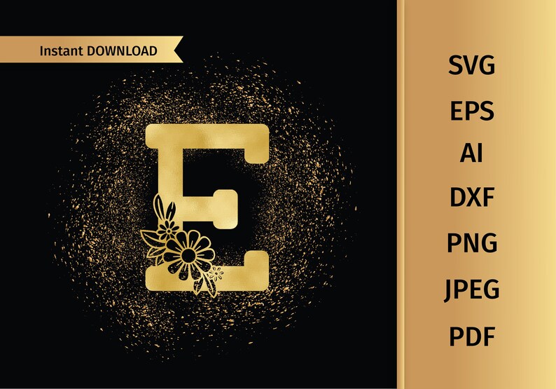 Floral Letter E Svg Flower Alphabet SVG Initial SVG - Etsy