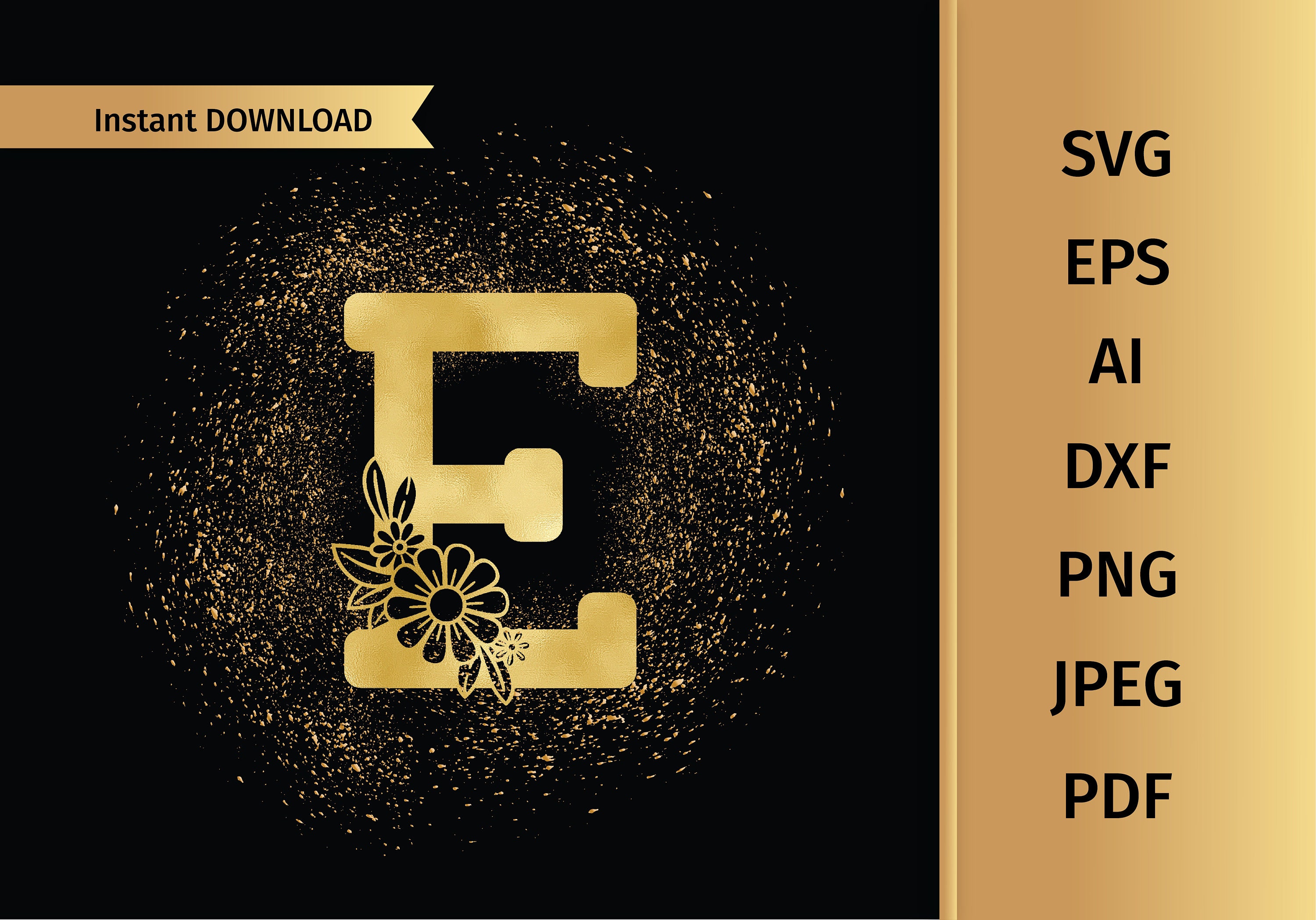 Floral Letter E Svg Flower Alphabet SVG Initial SVG - Etsy