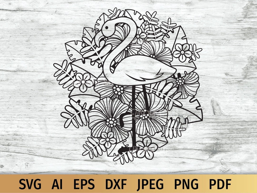 Flamingo SVG, Zentangle SVG, Floral Tropical SVG. - Etsy