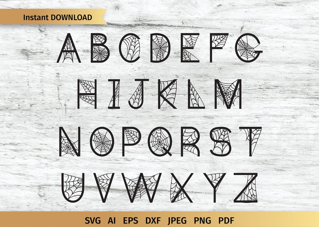 Spider Web Letters SVG, Spider Web Alphabet SVG, Halloween SVG. - Etsy