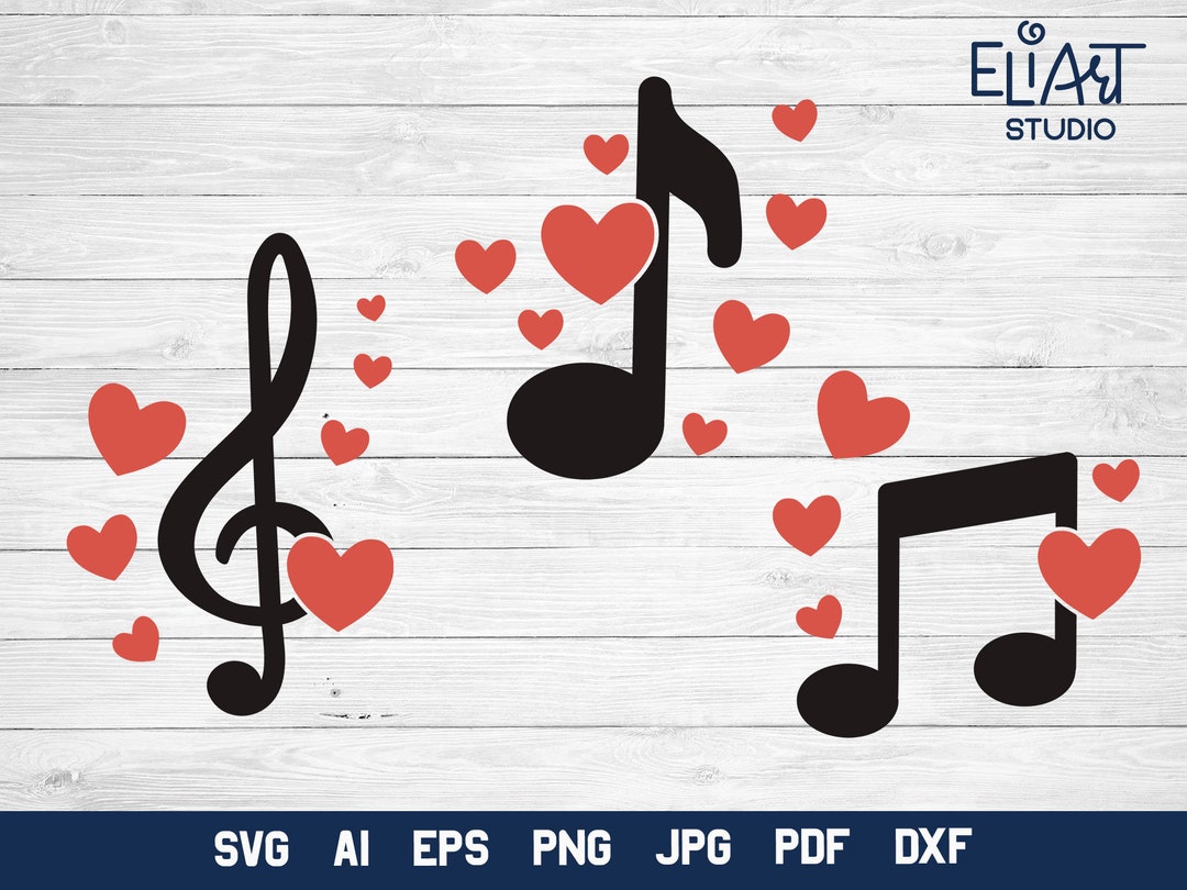 Music Notes SVG, Music SVG Design With Hearts, Music Teacher SVG Cut ...