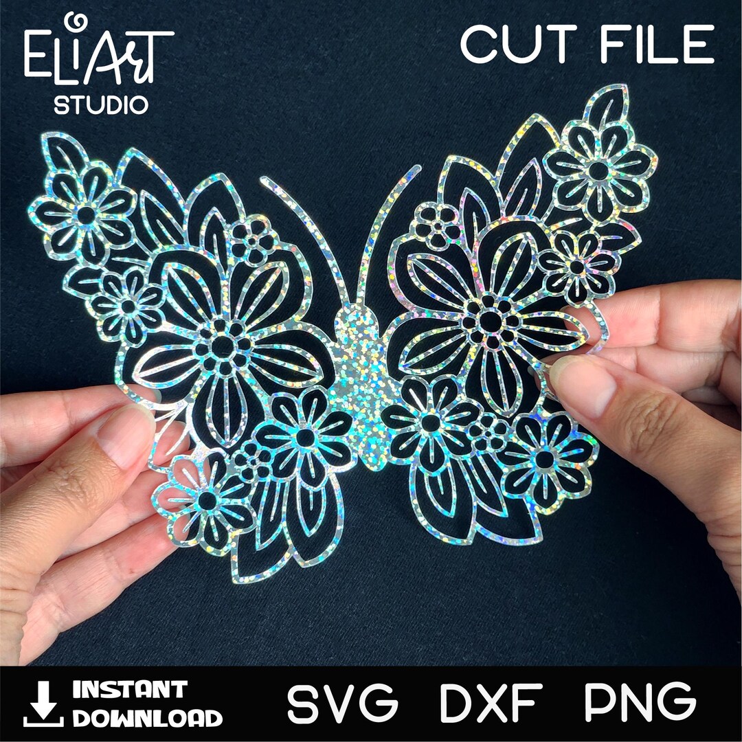 Butterfly SVG With Flower Wings, Butterfly Floral SVG, Floral Butterfly ...