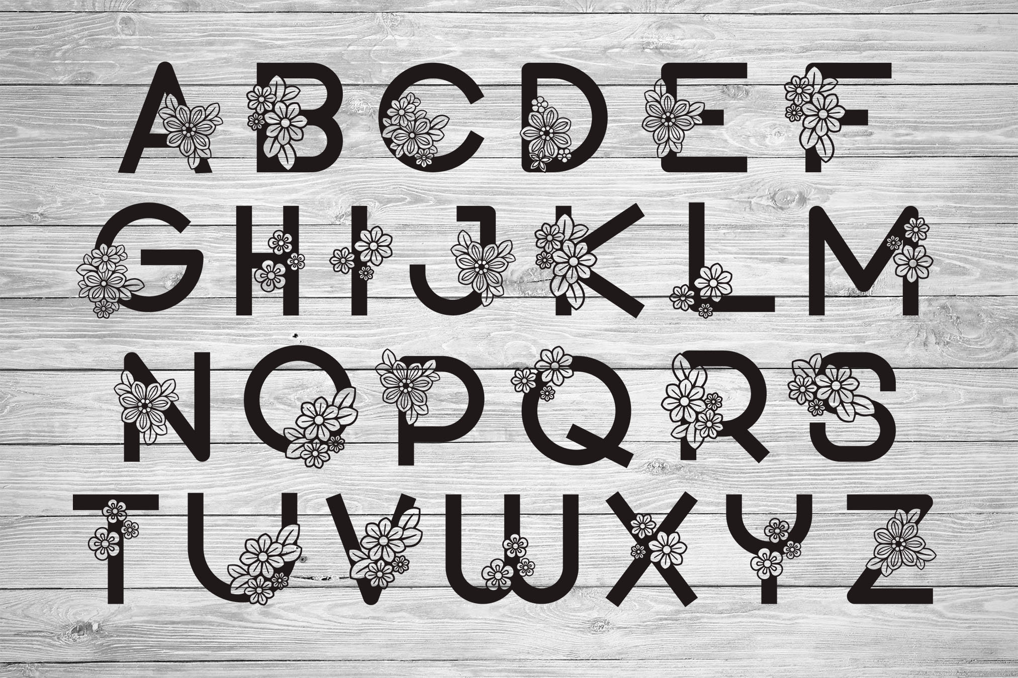 Floral Letters SVG Floral ABC Alphabet SVG Letters. - Etsy