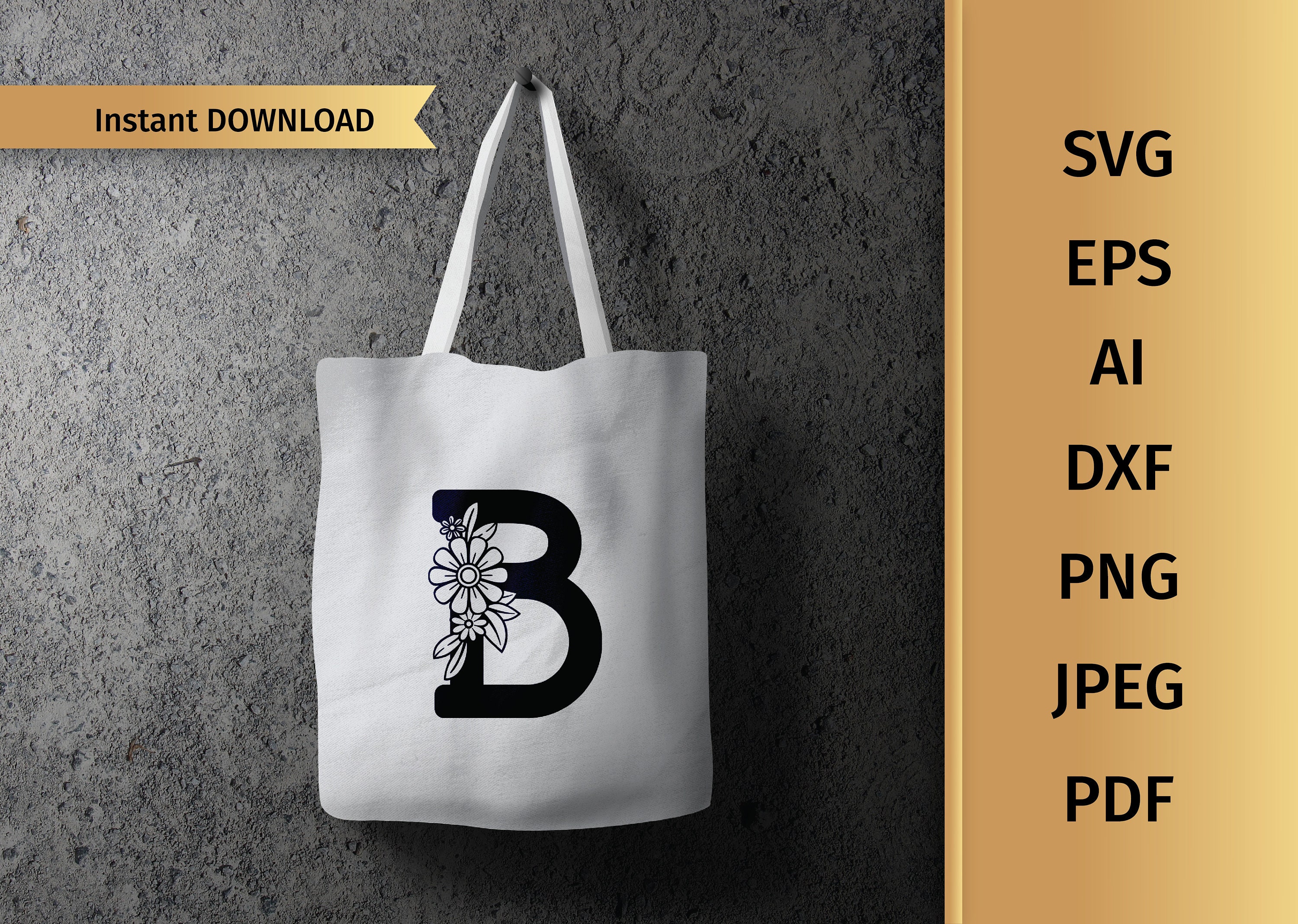 Floral Letter B Svg Flower Alphabet SVG Initial SVG | Etsy