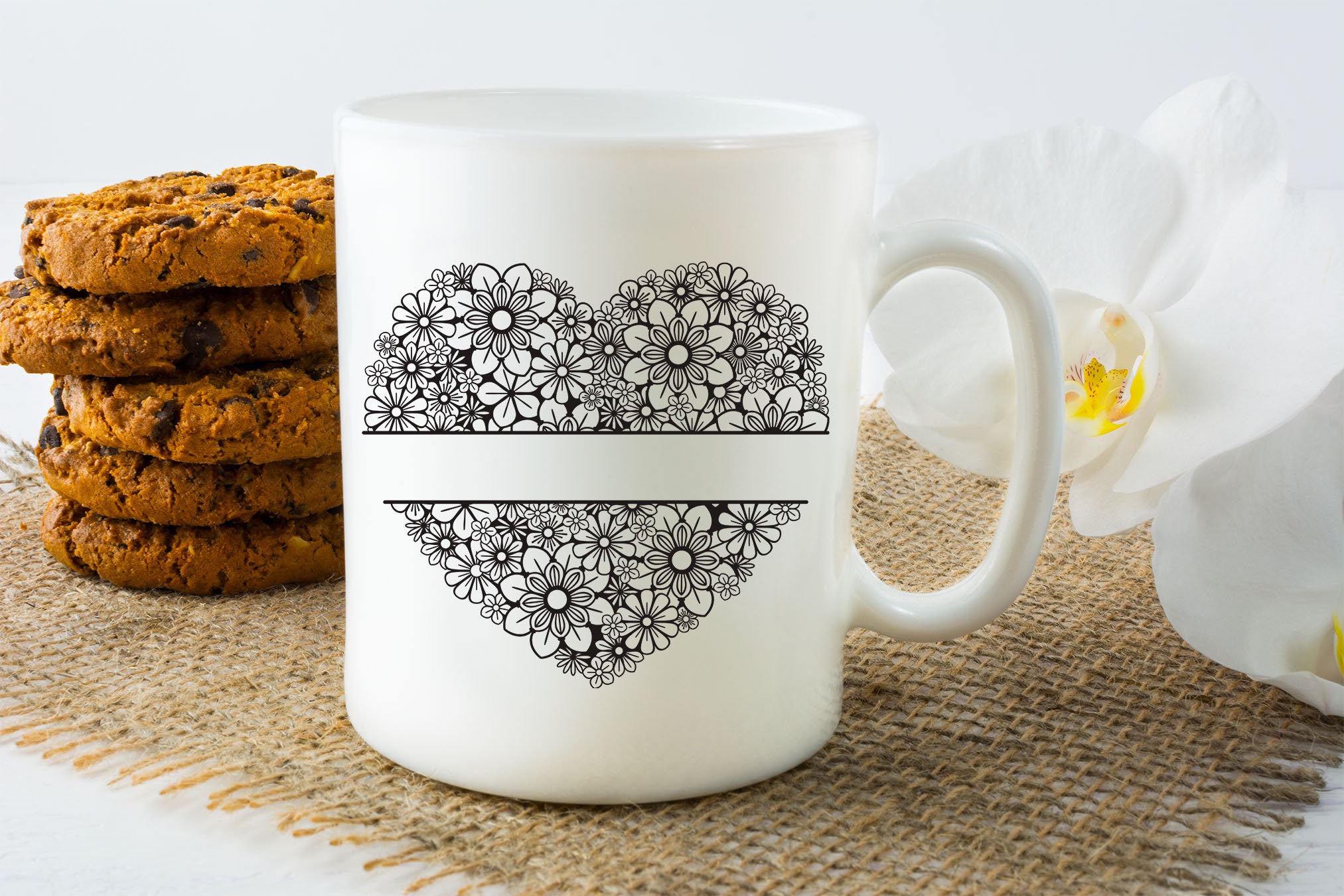 Floral Heart SVG Monogram Heart SVG Split Monogram - Etsy