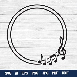 Music Monogram Frame SVG Bundle, Music Notes Frame SVG, Geometric Frame ...