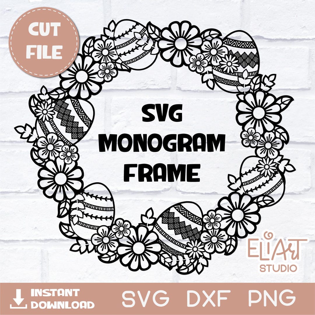 Easter Wreath SVG, Easter SVG, Easter Egg Floral Frame. - Etsy