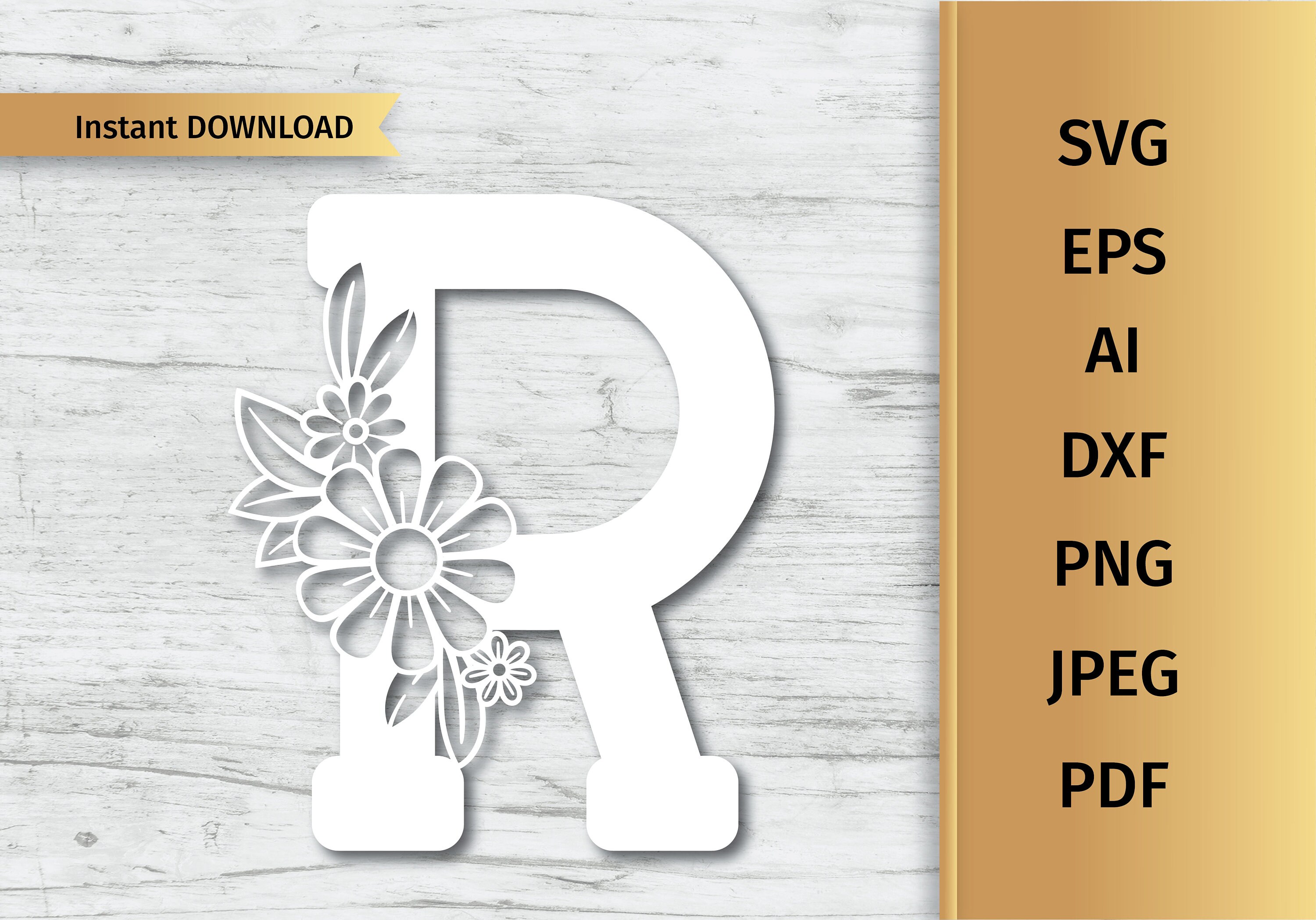 Floral Letter R Svg Monogram Letter Svg Initial Svg | Etsy