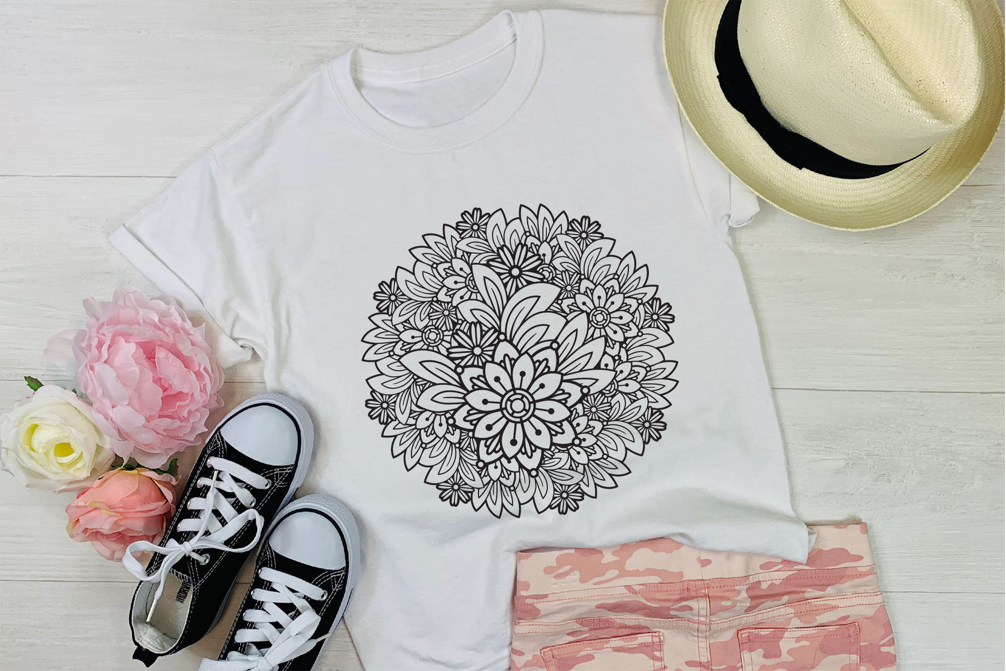 Floral Mandala SVG, Zentangle Flowers, Summer Mandala SVG. - Etsy