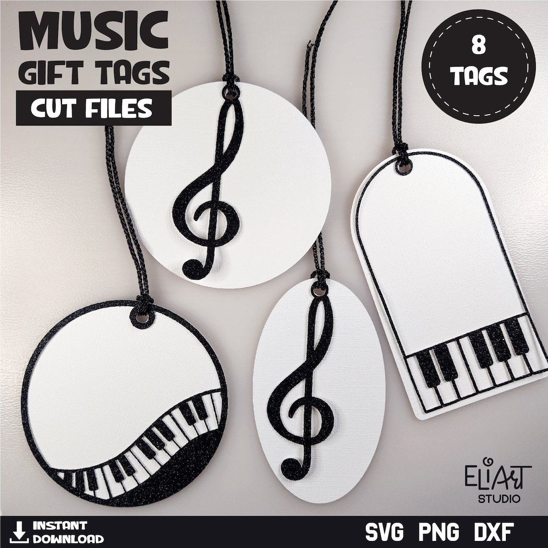 Gift Tags SVG, Music Gift Tag Cut Files, Music Notes SVG Gift Tags. - Etsy