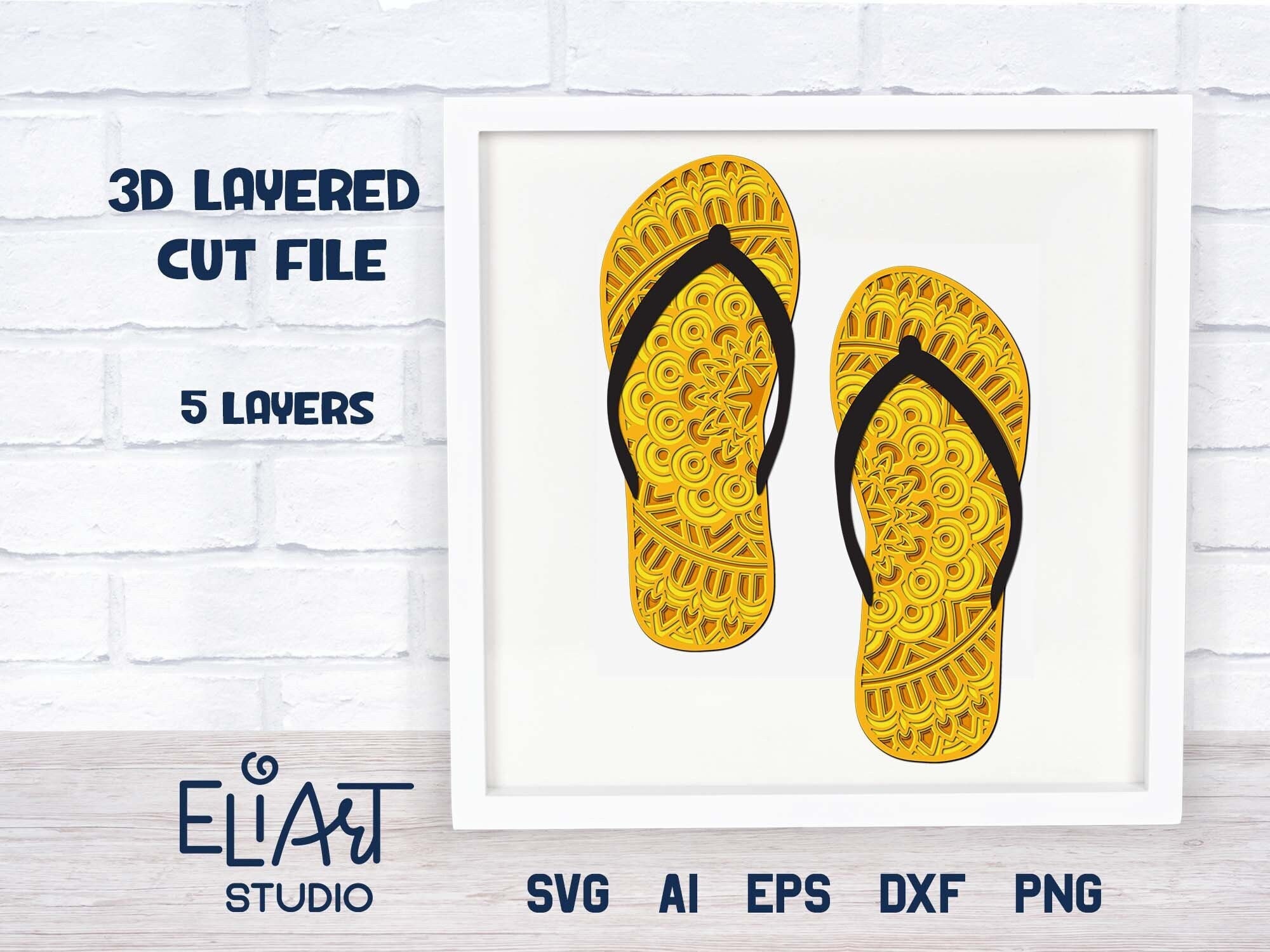 3d Layered Flip Flops SVG Beach SVG Flip Flops Cut File. - Etsy
