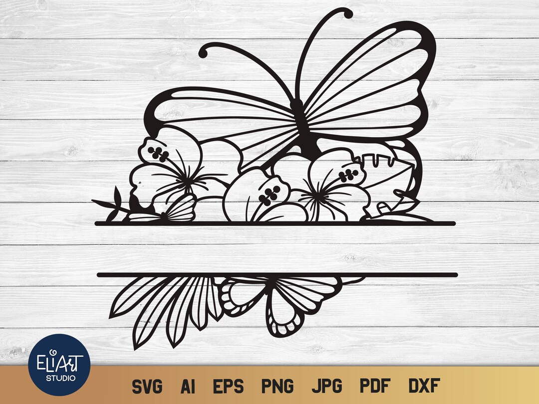 Butterfly SVG Split Monogram Floral Butterfly SVG Summer SVG - Etsy