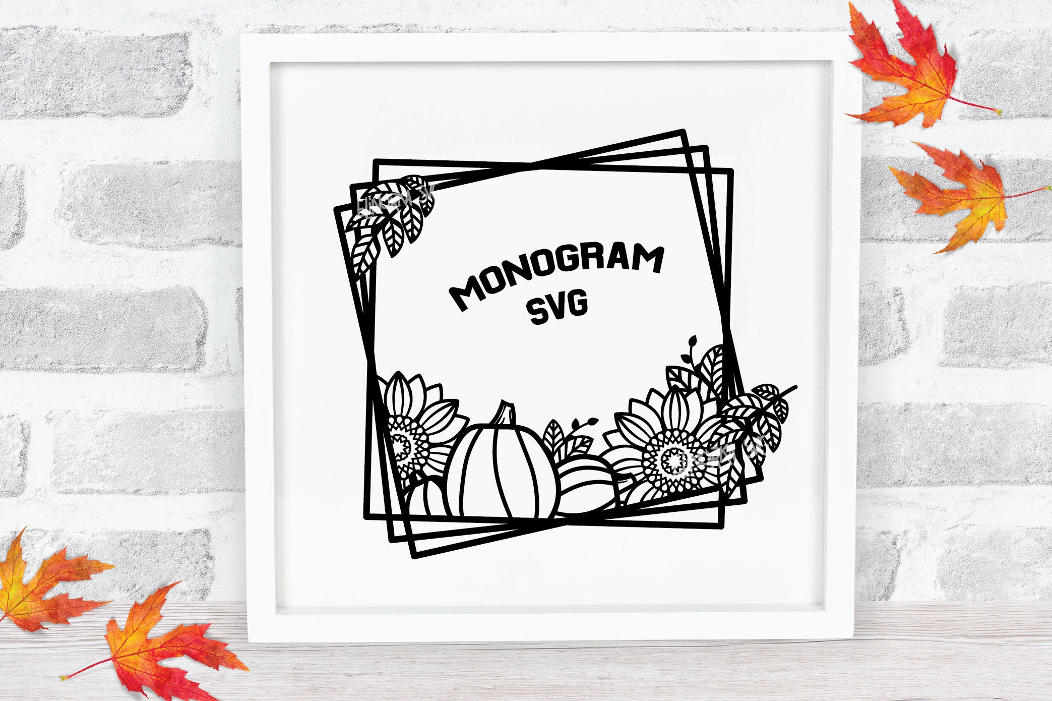 Fall Square Frame SVG Monogram Frame SVG Pumpkin SVG Floral | Etsy