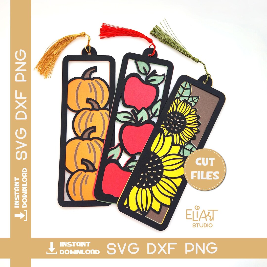 Bookmark SVG, Layered Bookmark Template SVG, Book Lover Gift, Apples ...