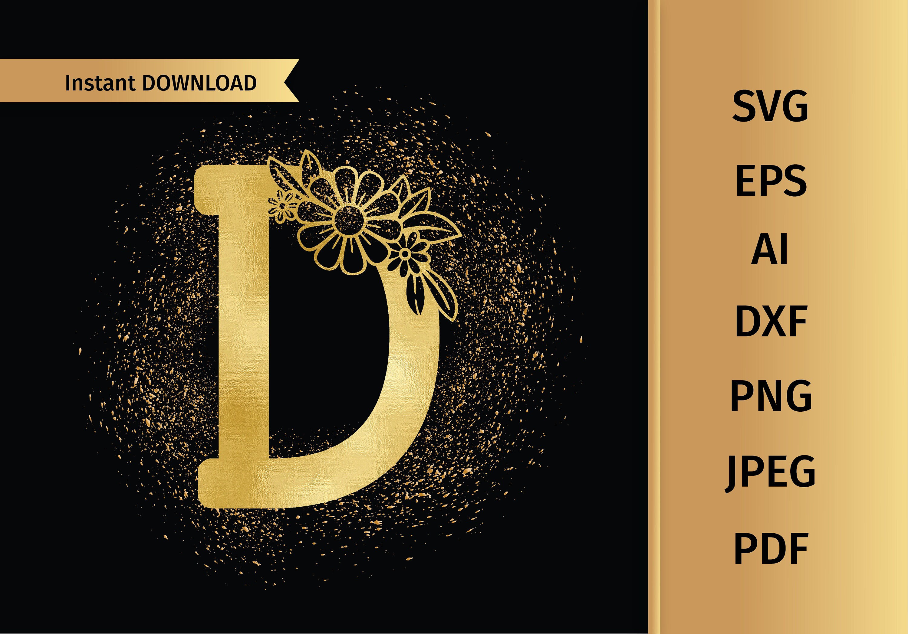Floral Letter D Svg Flower Alphabet Svg Initial Svg - Etsy