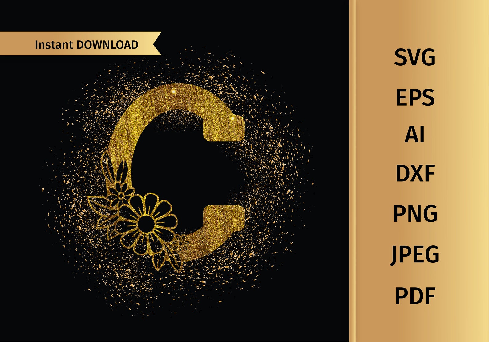 Floral Letter C SVG Flower Alphabet SVG Initial SVG - Etsy