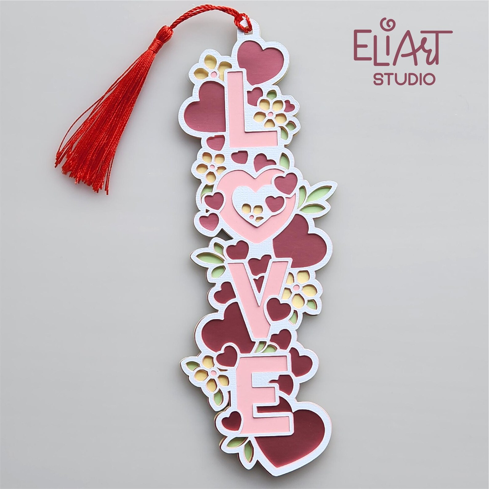 Valentines Day Bookmark SVG, Love Layered Bookmark Template SVG, Book ...