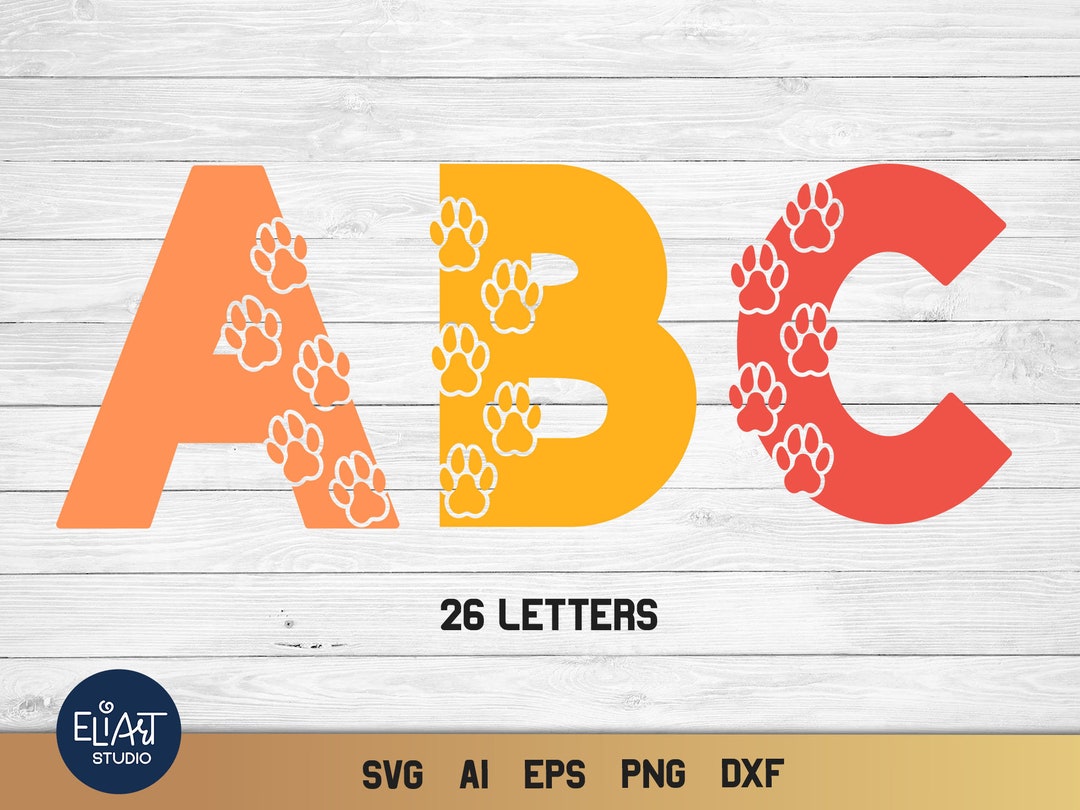 Paw Print Letter SVG Alphabet SVG Paw Print Monograms - Etsy