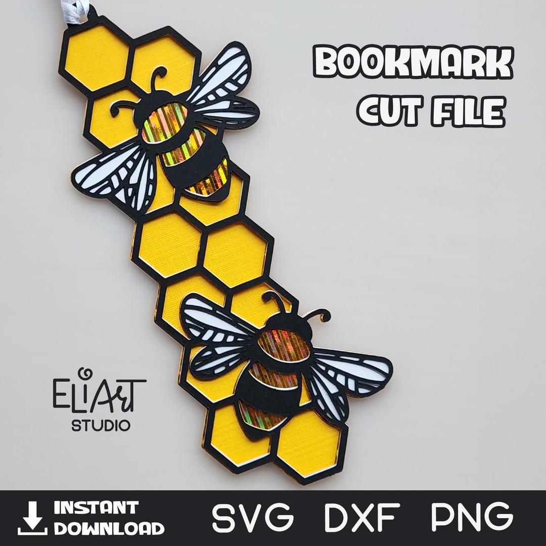 Bookmark SVG, Bee SVG, Bookmark Template SVG, Book Lover Gift, Bee ...