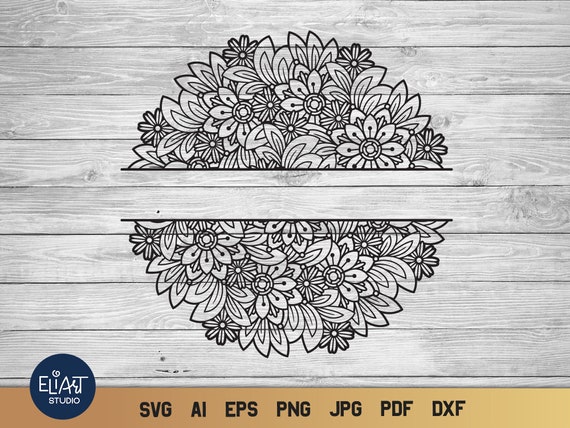 Floral Border SVG Split Monogram SVG Floral Split Frame SVG. - Etsy