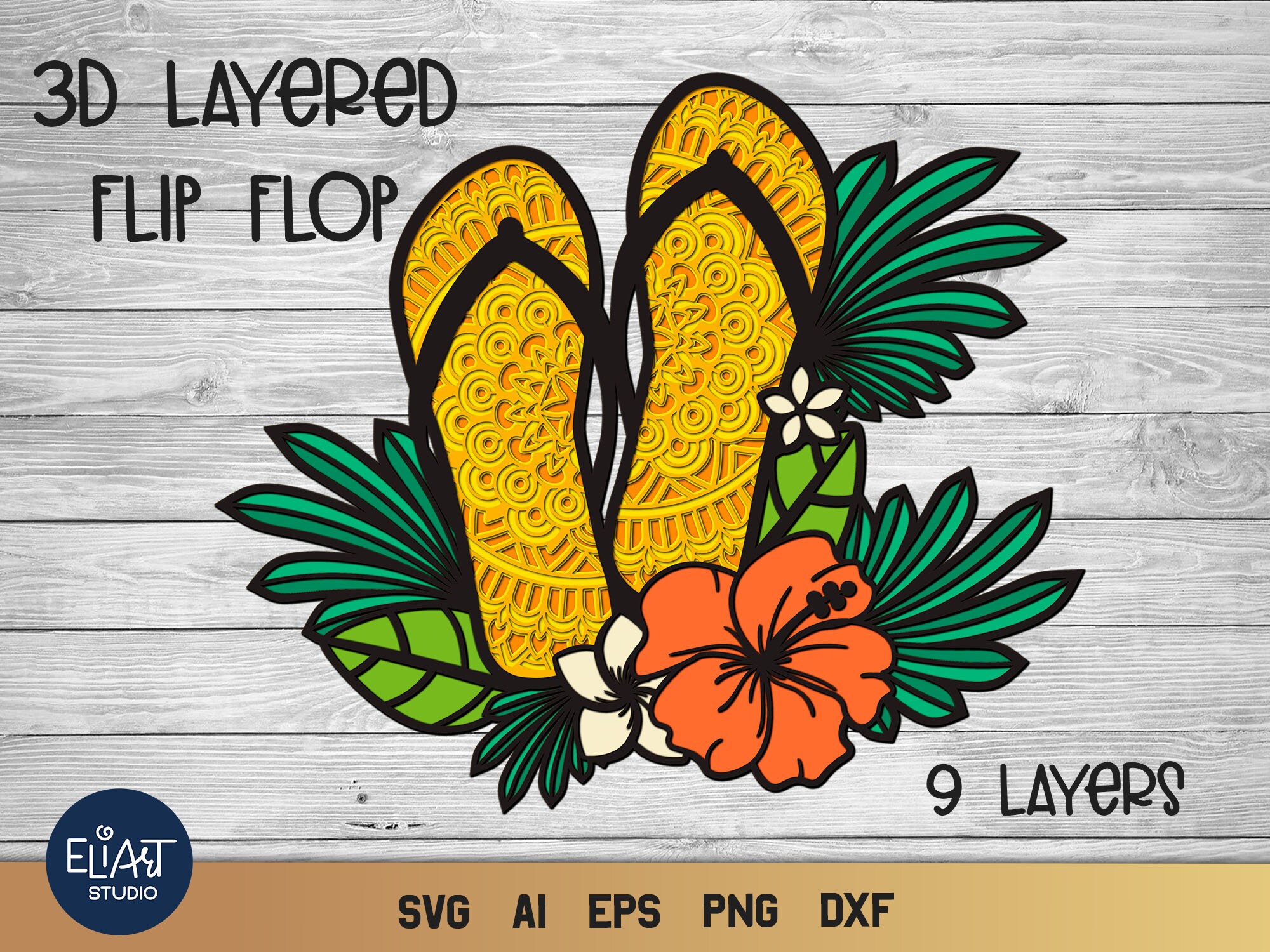 Flip Flops SVG 3d Layered SVG Summer Beach SVG. | Etsy
