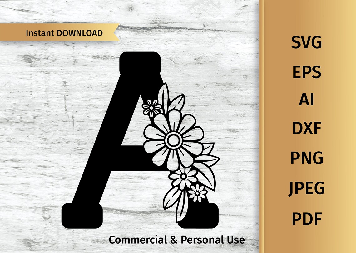 Floral Letter A Svg Monogram Letter SVG Initial SVG - Etsy