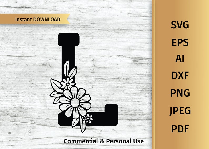 Floral Letter L SVG Monogram Letter SVG Initial SVG - Etsy