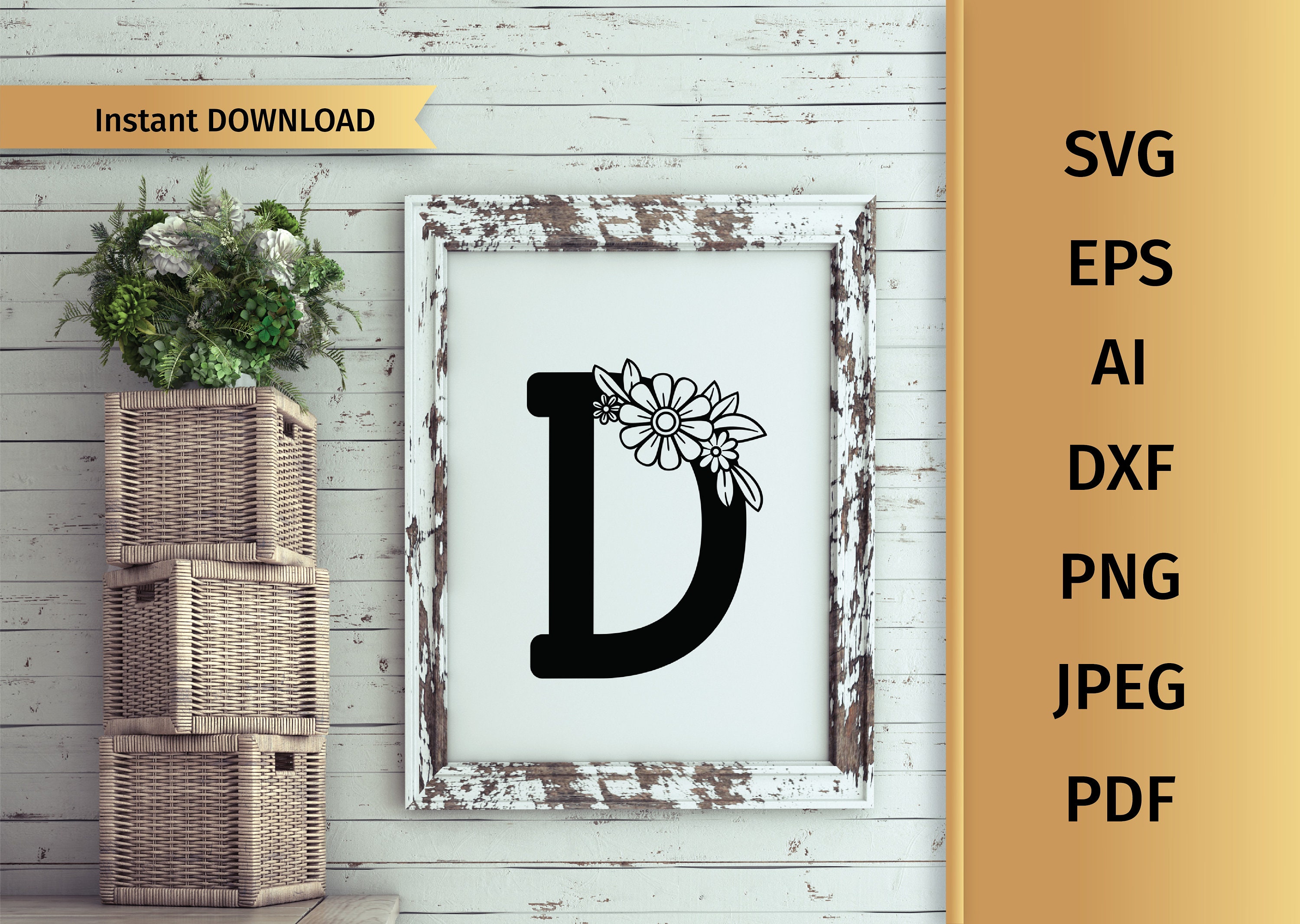 Floral Letter D Svg Flower Alphabet Svg Initial Svg - Etsy Canada