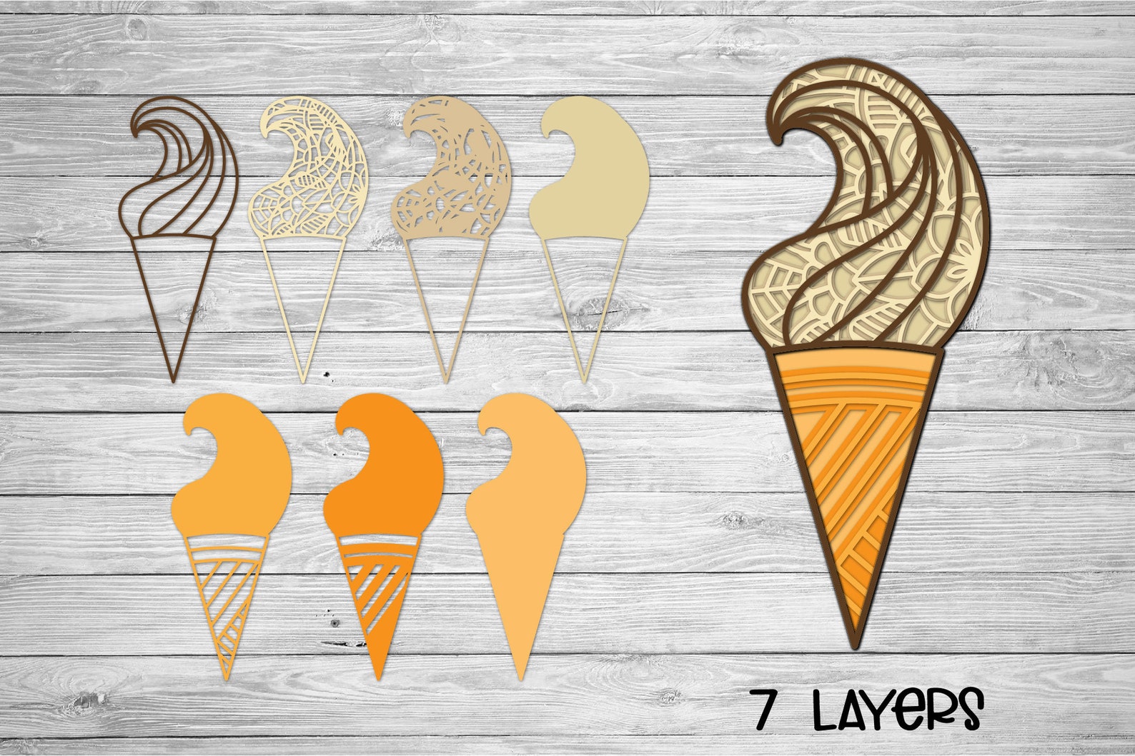 Helado SVG Cono 3d Capas SVG Summer Cut File Sweet SVG. - Etsy México
