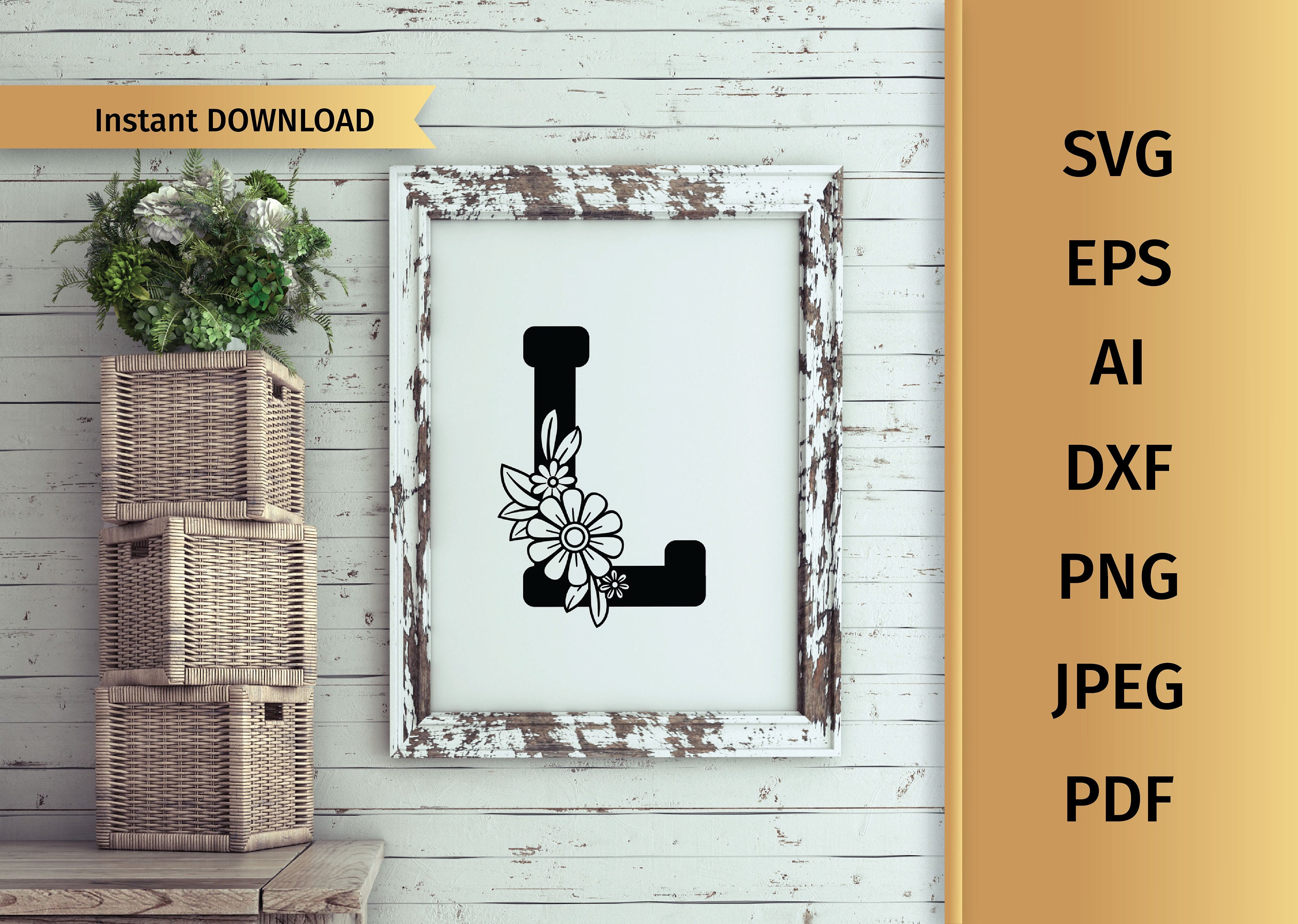 Floral Letter L SVG Monogram Letter SVG Initial SVG | Etsy