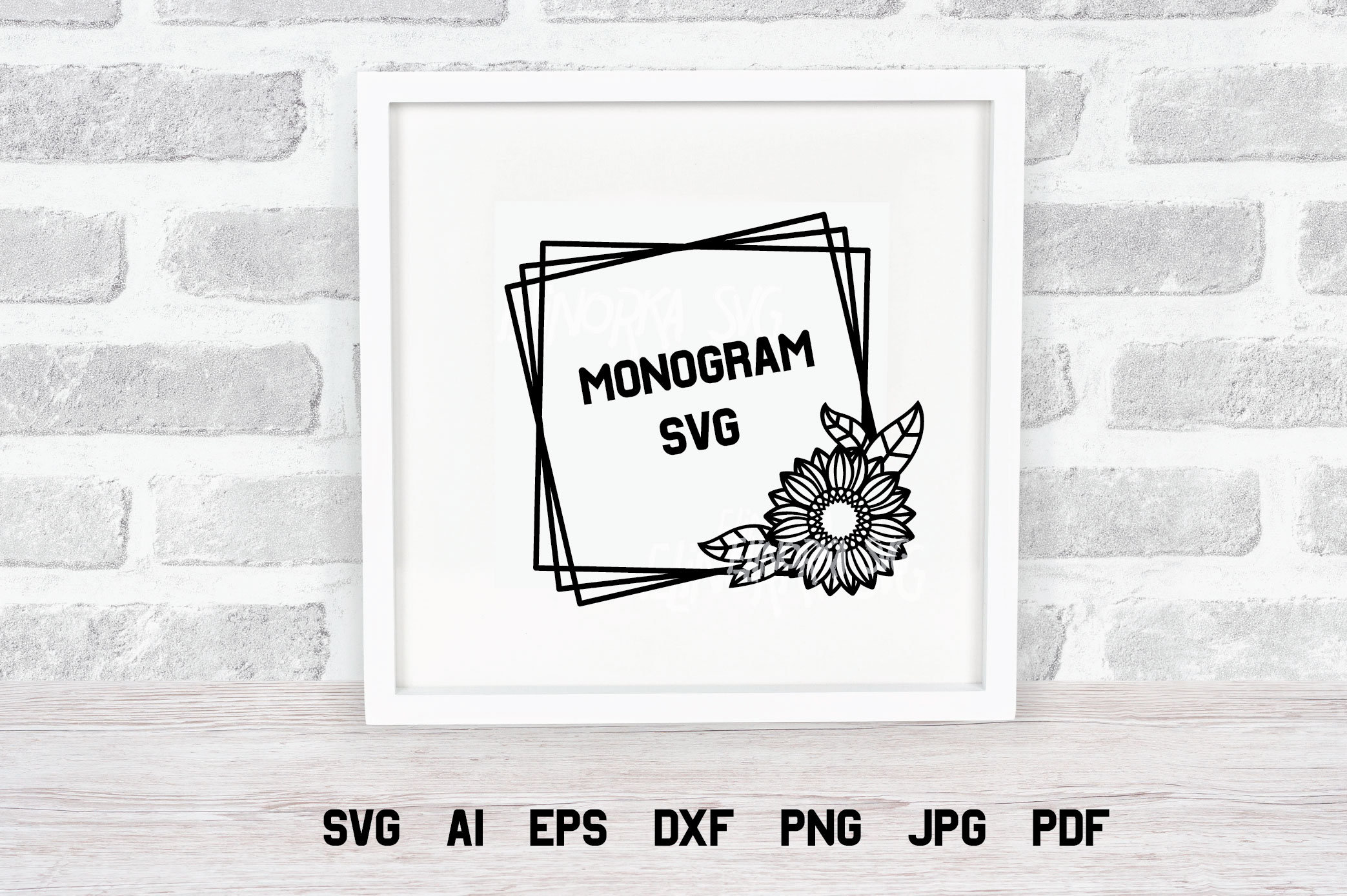 Fall Monogram Frame SVG Square Frame SVG Sunflower SVG. | Etsy
