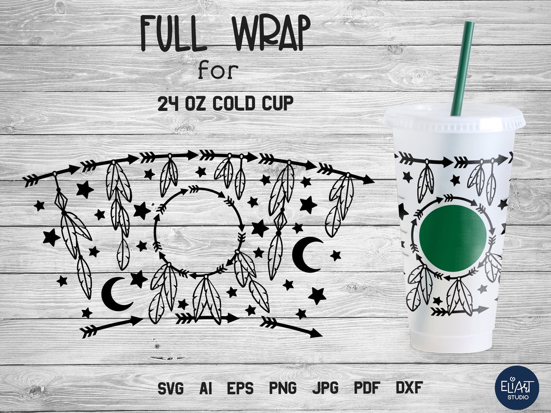 Boho Cup Wrap SVG, Full Wrap SVG, Bohemian Cold 24 OZ Cup Wrap. - Etsy