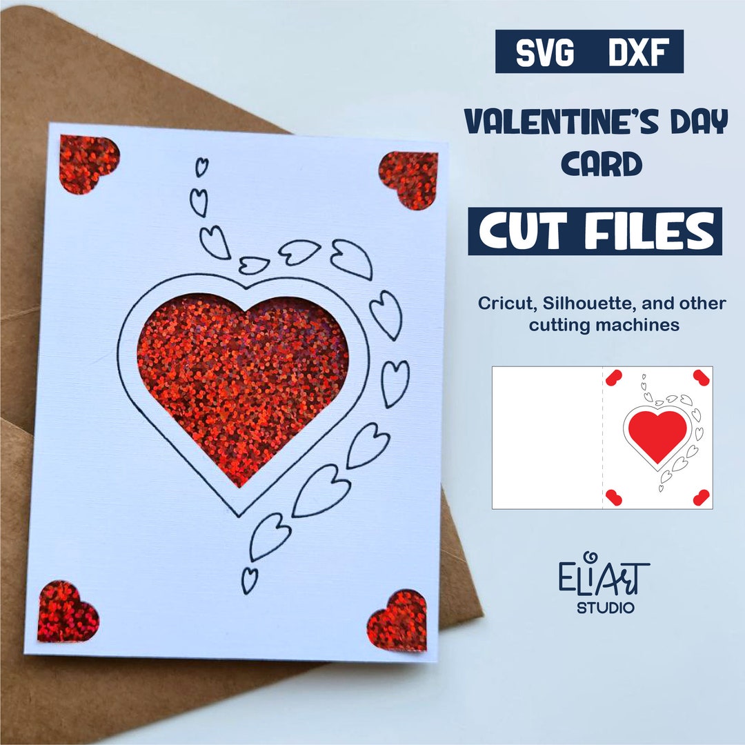 Hearts Insert Card SVG, Valentines Day Card SVG Design, Valentine Draw ...