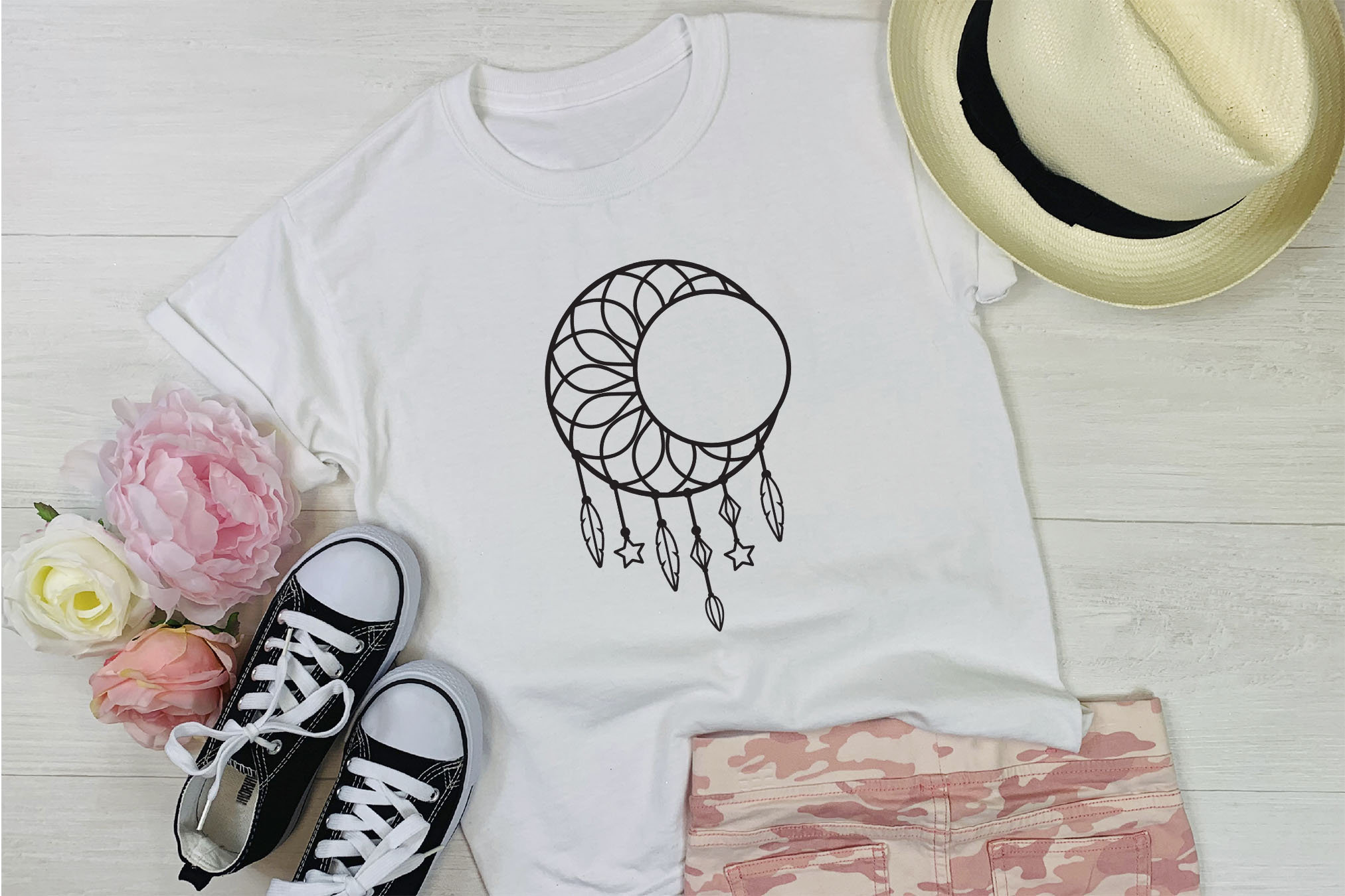 Moon Dream Catcher SVG Boho SVG Floral Dreamer SVG Split | Etsy