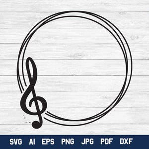 Music Monogram Frame SVG Bundle, Music Notes Frame SVG, Geometric Frame ...