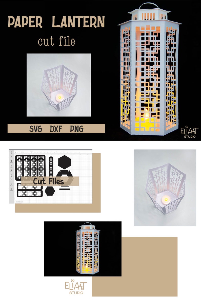 3d SVG Paper Lantern Hexagon Shape Lantern Led Candle Holder - Etsy