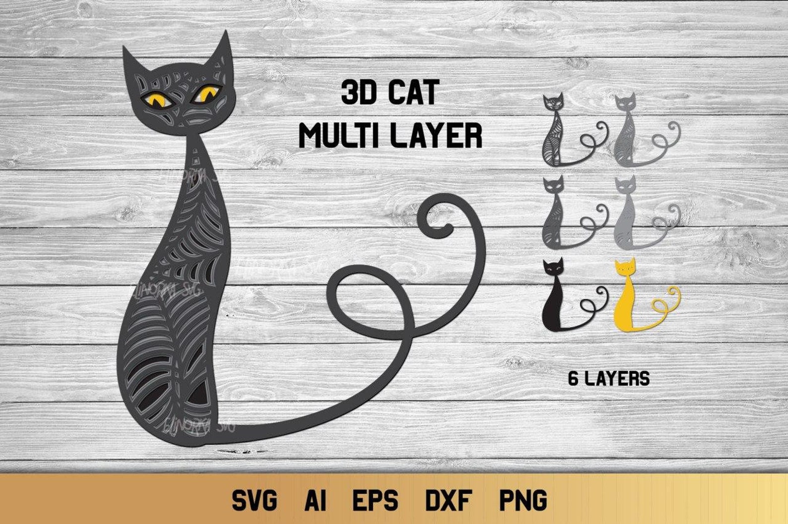 3D Layered Cat SVG Kitty SVG Intricate Design 6 Layers. | Etsy