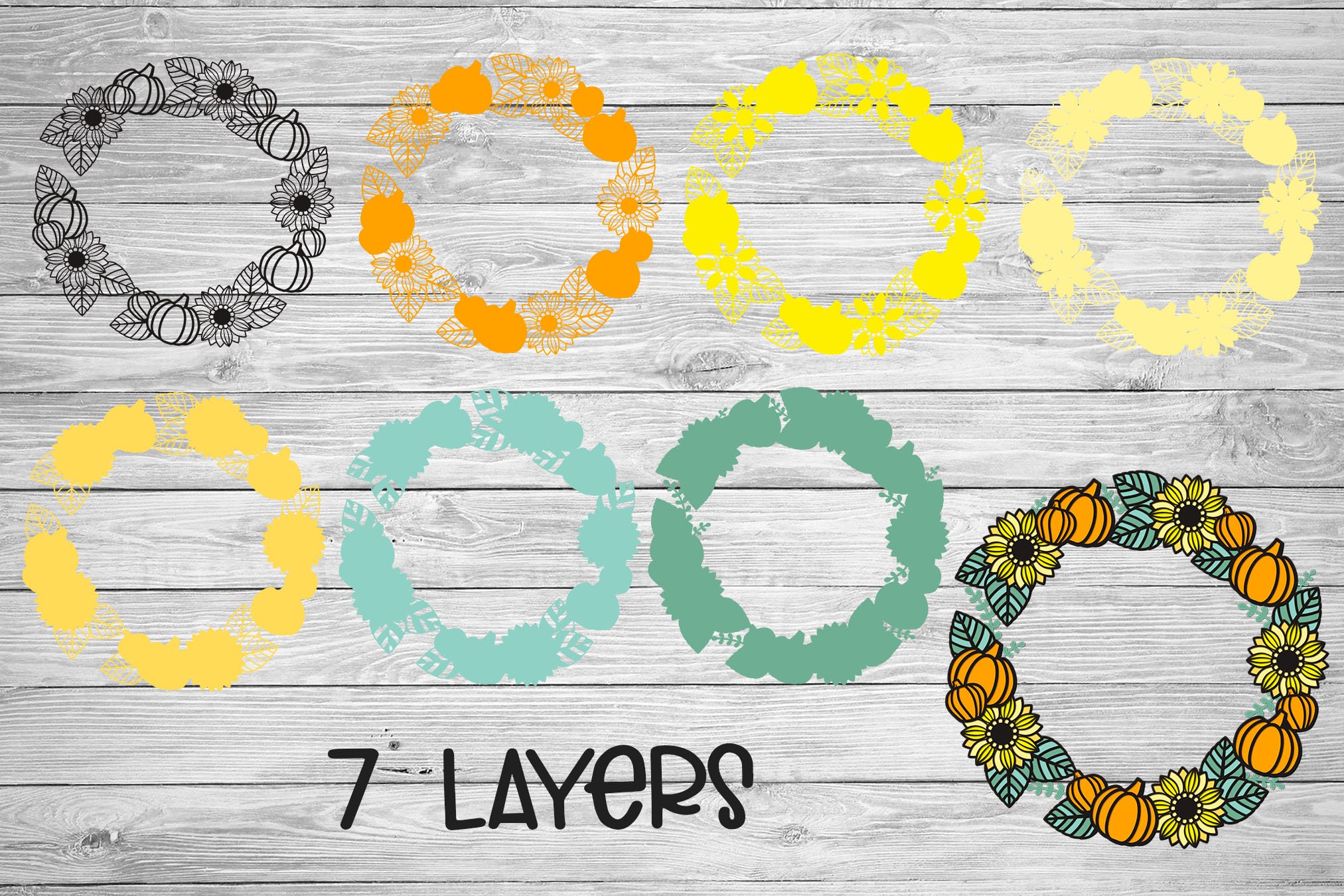 Layered SVG Fall Wreath 3D Fall SVG Pumpkin Sunflower Cut | Etsy