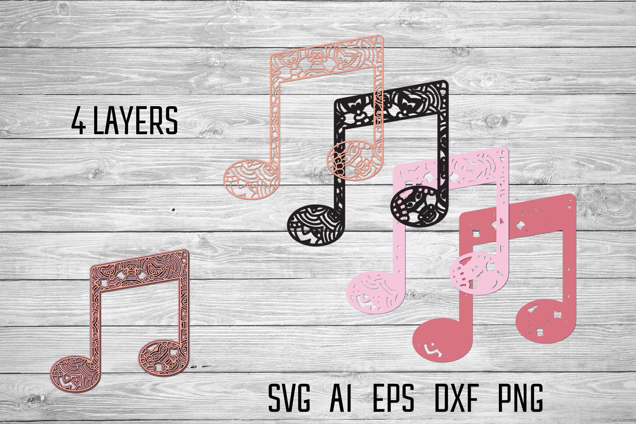 Music SVG Bundle 3D Layered Musical Notes SVG Music Mandala - Etsy