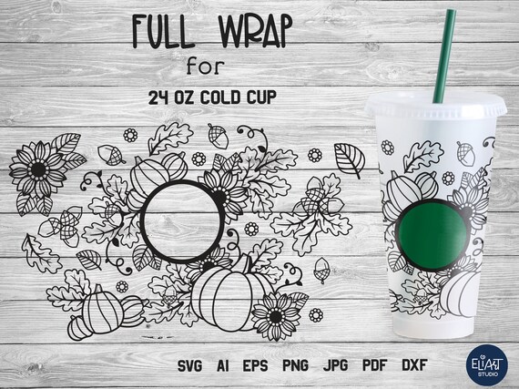 Fall Cup Wrap SVG Sunflower SVG Pumpkin SVG Full Wrap. | Etsy