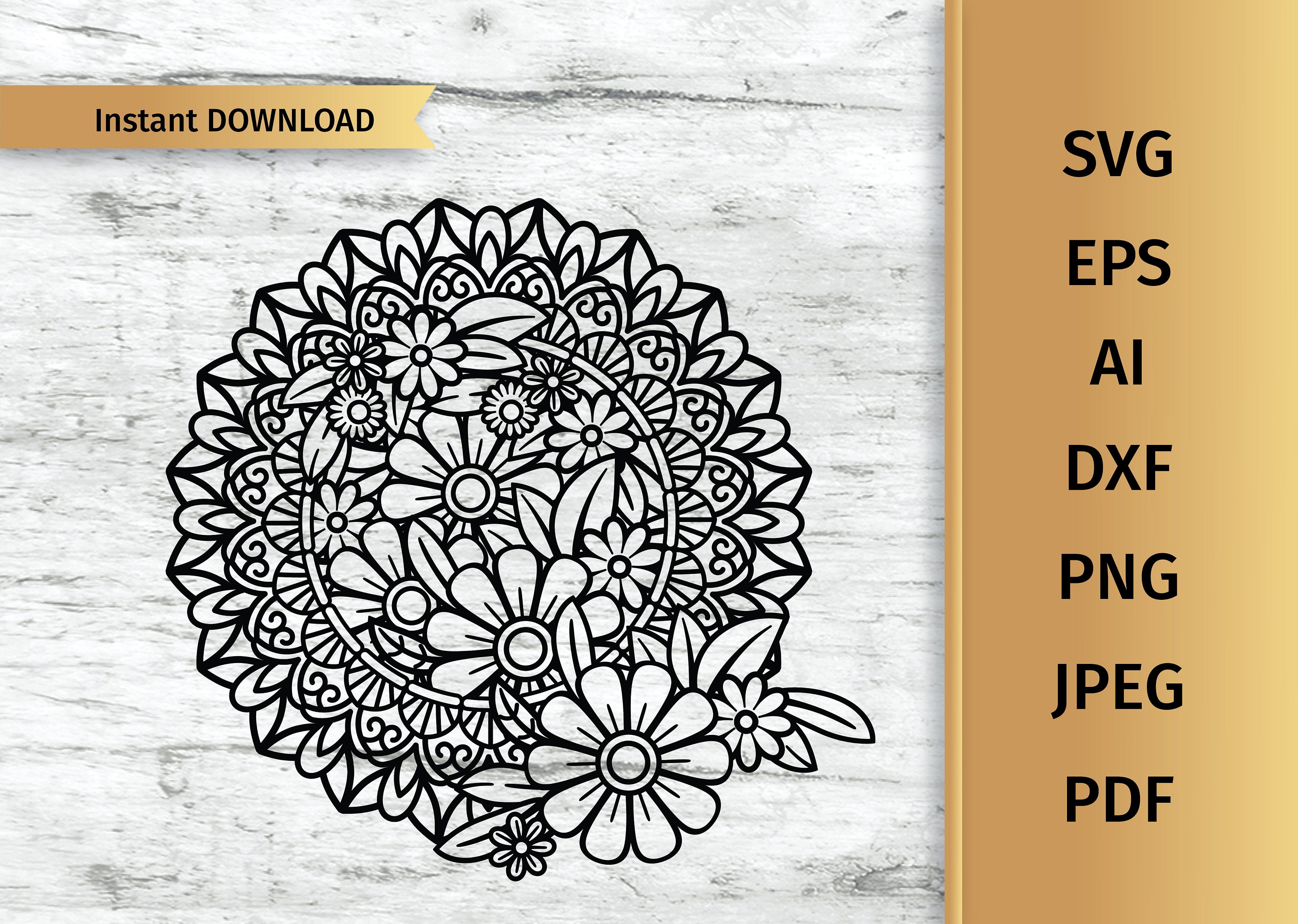 Mandala Monogram Svg Split Mandala Svg Mandala Frame Svg | Etsy