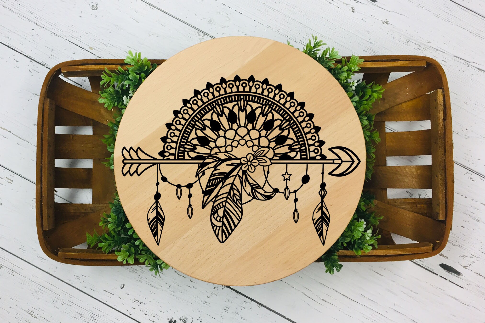 Boho Mandala SVG Boho SVG Arrow Tribal SVG With Feathers and | Etsy