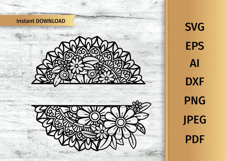 Mandala Monogram Svg Split Mandala Svg Mandala Frame Svg | Etsy Israel