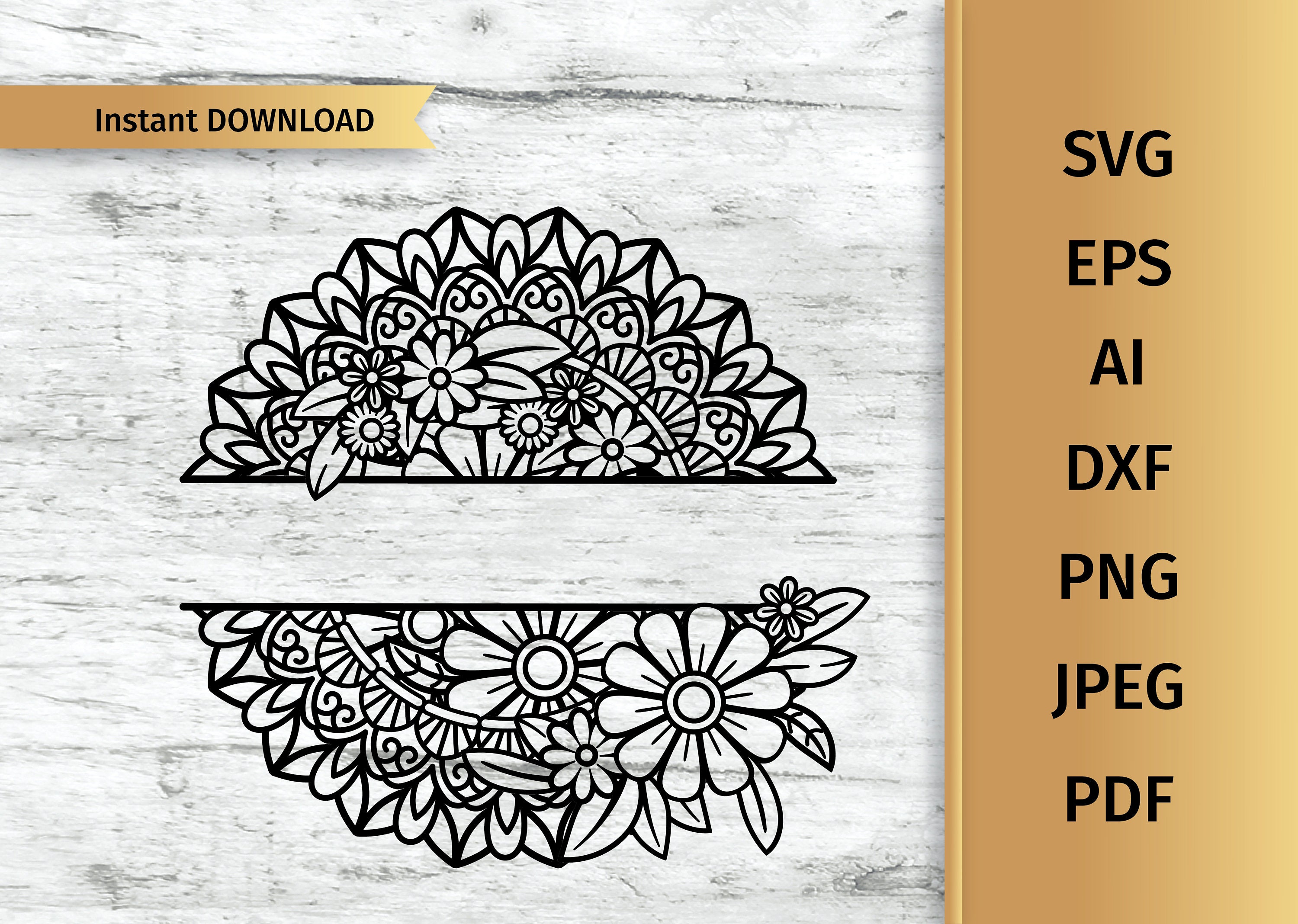 Mandala Monogram Svg Split Mandala Svg Mandala Frame Svg - Etsy Australia