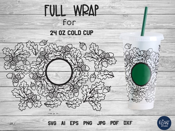 Fall Cup Wrap SVG Acorn SVG Oak Leaf SVG Cup Wrap. - Etsy