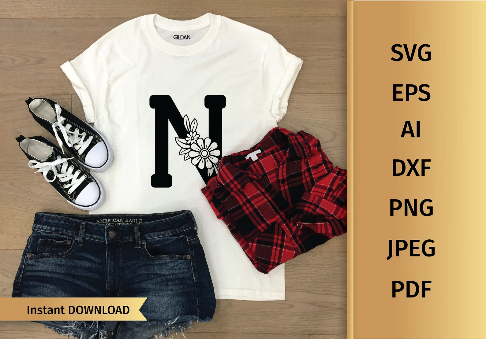 Floral Letter N Svg Monogram Letter SVG Initial SVG Digital - Etsy