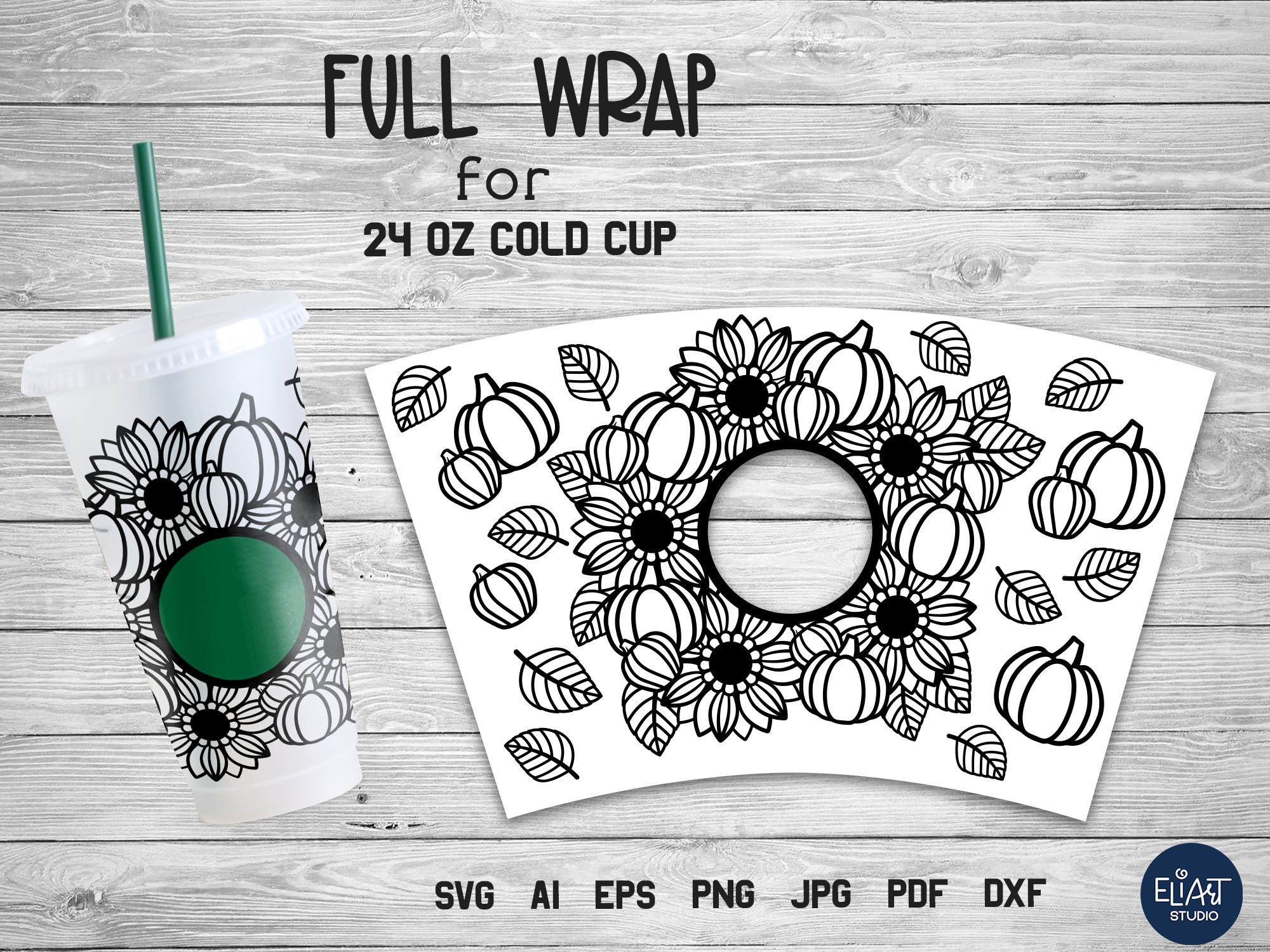 Fall Cup Wrap SVG Full Wrap SVG Cold Cup Wrap 24 OZ. | Etsy
