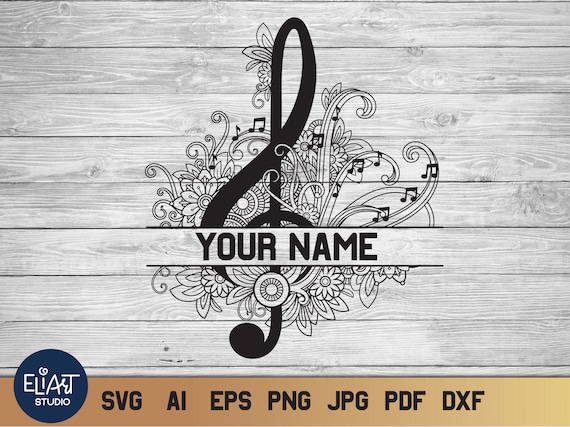 Music Notes SVG Treble Clef Split Monogram SVG Digital File - Etsy