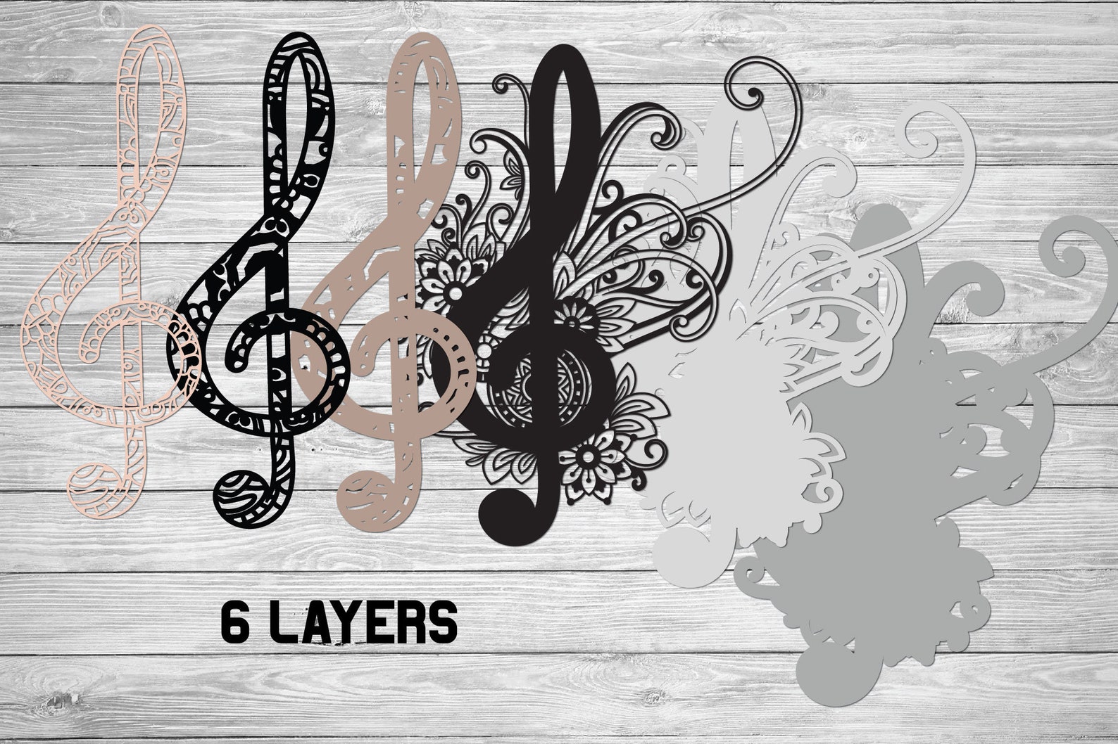 Treble Clef SVG 3D Layered Music SVG 6 capas de archivo de - Etsy México